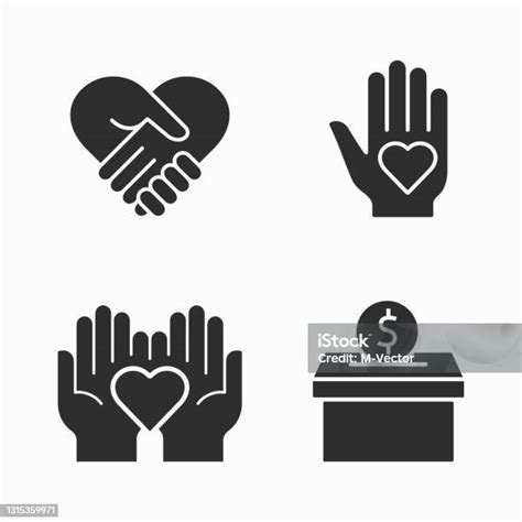 그래픽 및 웹 디자인을 위한 자선 및 자원 봉사 아이콘 설정 사랑에 대한 스톡 벡터 아트 및 기타 이미지 사랑 손 신뢰 Istock