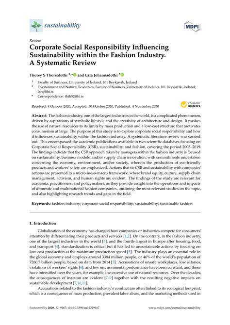 Pdf Corporate Social Responsibility Influencing Sustainability Within The Fashion Industry A