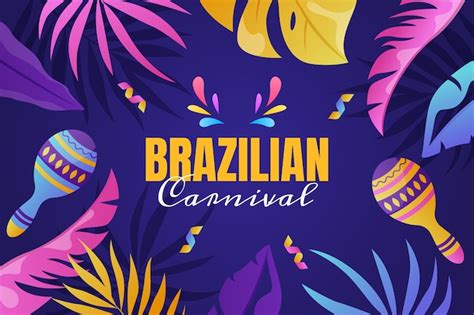 그라디언트 브라질 카니발 축하 배경 프리미엄 벡터