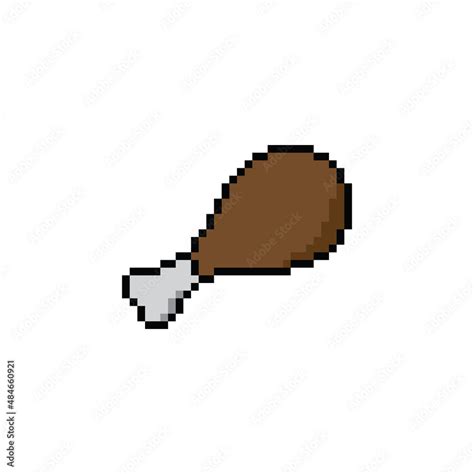 Chicken Leg Pixel Art Icon Fast Food Pixel Element For 8 Bit Game Stock