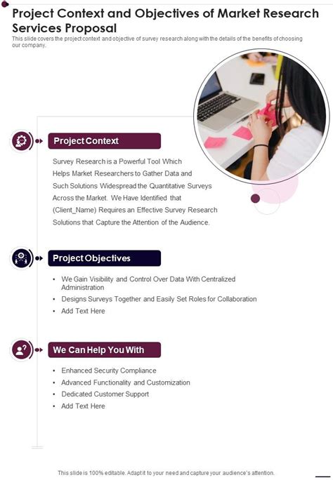 Project Context And Objectives Of Market Research Services Proposal One Pager Sample Example