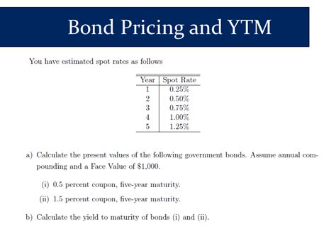Solved Bond Pricing And Ytm You Have Estimated Spot Rates As