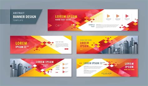 Premium Vector Abstract Banner Design Web Template Set Horizontal Header Web Banner