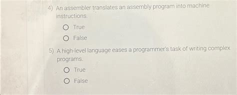 Solved An Assembler Translates An Assembly Program Into