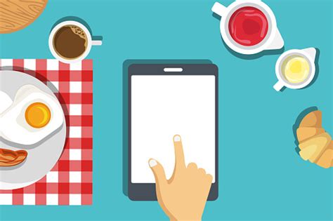 아침 식사 모의 서식 파일을 설정입니다 달걀 프라이 베이컨 커피와 버터 롤과의 아침 식사 벡터 일러스트입니다 접시에 먹는 최고의 보기 이다 아침 식사 제공된입니다 0명에