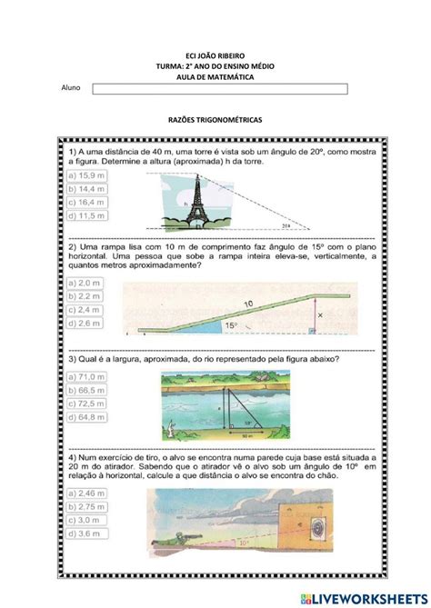 Razões Trigonometricas Activity Live Worksheets
