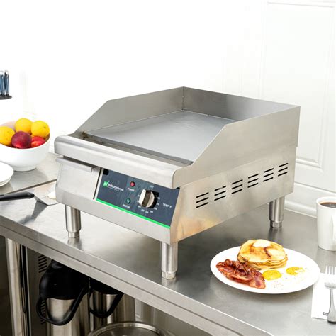 Hi Tek Stainless Steel Electric Countertop Griddle 120v 1750w 16