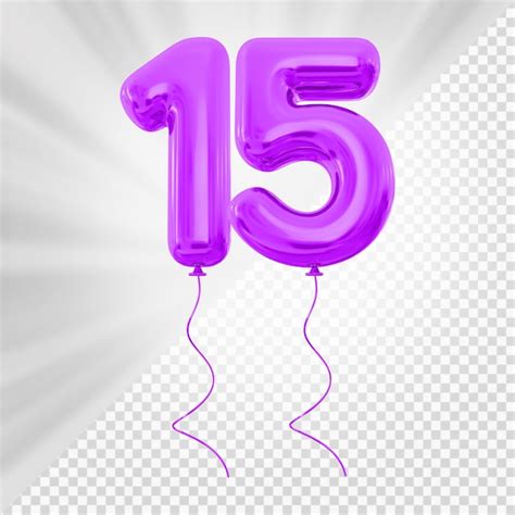 Premium Psd Purple Balloon Number 15