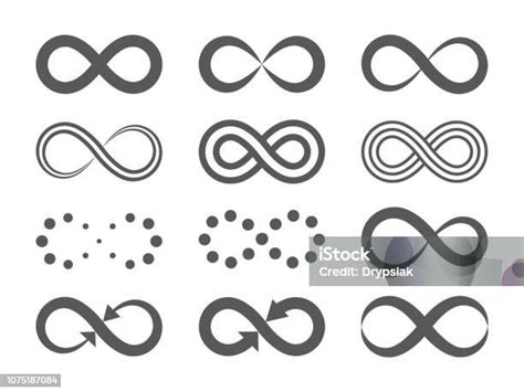 검은 무한대 기호입니다 흰색 배경에 반복 아이콘 및 표시 그림입니다 무한에 대한 스톡 벡터 아트 및 기타 이미지 무한