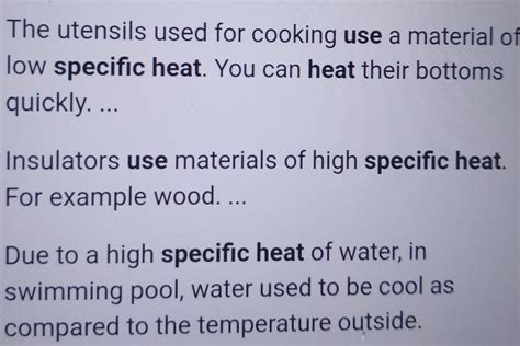 Specific Heat Examples Everyday Life