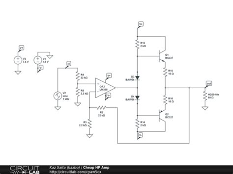 Cheap Hp Amp Circuitlab