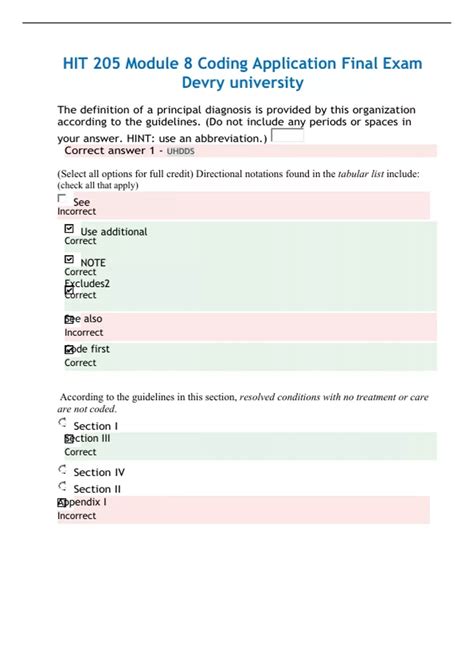 HIT 205 Module 8 Coding Application Final Exam Devry University HIT 205 Stuvia US