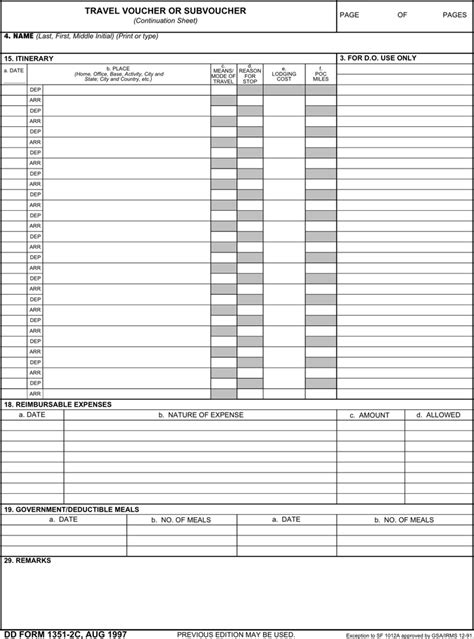 Dd Form 1351 Template Free Download Speedy Template