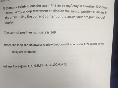Solved Consider Again The Array Myarray In Question 5 Shown