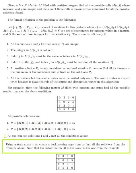 Given A N N Matrix M Filled With Positive Integers Chegg Com