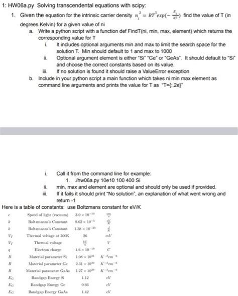 Solved Hwo6apy Solving Transcendental Equations With Scipy