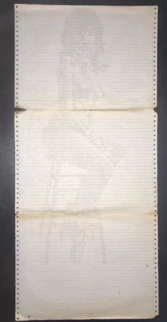 Vintage Ascii Computer Printer Typing Art Nude Woman Pin Up Large 84 X
