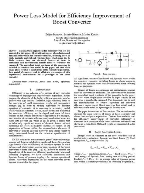 29 Power Loss Model For Efficiency Improvement Of Boost Converter Pdf Rectifier Mosfet