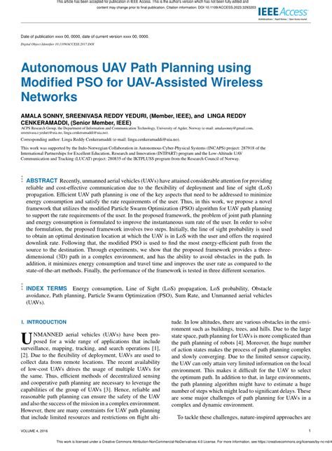 PDF Autonomous UAV Path Planning Using Modified PSO For UAV Assisted Wireless Networks