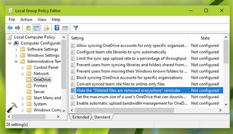 disable deleted files are removed everywhere message in onedrive