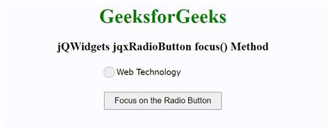 Jqwidgets Jqxradiobutton Focus Méthode Stacklima