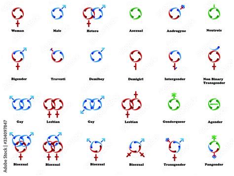 Gender Symbols Set Sexual Orientation Icons Male Female Transgender