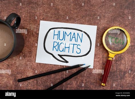 Sign Displaying Human Rights Business Concept Moral Principles