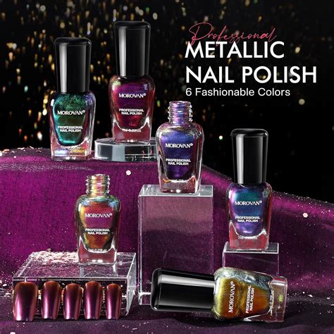 Morovan Holographic Metallic Nail Polish Set Air Dry Glitter Lacquer