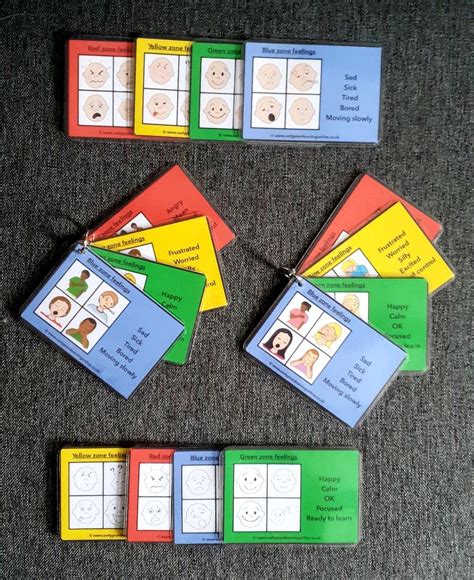 Zones Of Regulation Flash Cards Autism Learning Disability Pecs Ring