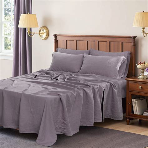 Twilight Lilac Purple 100 Organic Linen Sheets Set Victory Symbol