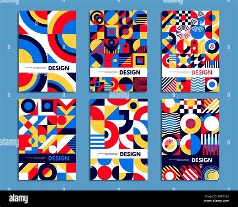 Abstract Geometric Patterns Bauhaus Posters Of Vector Circles Squares