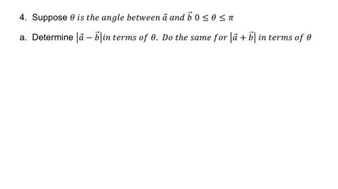 Solved Suppose θ is the angle between vec a and Chegg com