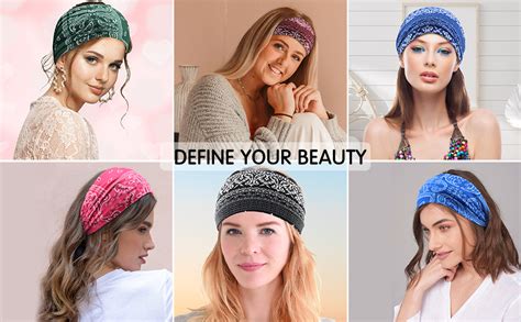 Yeshan Wide Bandana Headbands For Women Boho Bandeau Headbands Knot Hair Scarf Bands