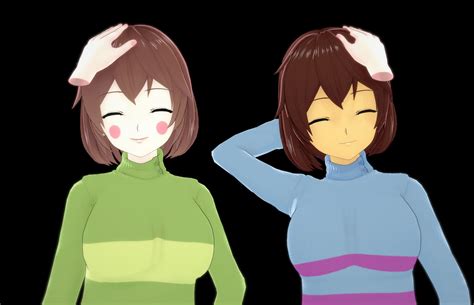 Chara And Frisk Getting Headpats Rundertale