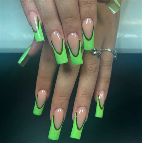 33 Beautiful Designs For Neon Green French Tip Nails Nail Designs Daily