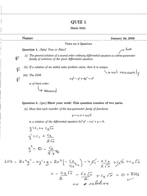 Sample Questions With Solutions For Exam 1 Engineering Mathematics