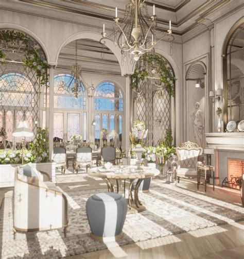 스냅툰스케치업 클래식and앤틱 실내 배경 세트 Royal Bedroom Concept Art Palace Interior Mansion Living Room