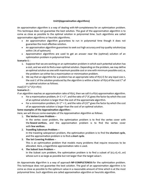 Unit3 Approximation Algorithm Pdf Mathematical Optimization