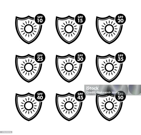 다양한 수준의 자외선 차단을 나타내는 자외선 차단 계수 아이콘 0명에 대한 스톡 벡터 아트 및 기타 이미지 0명 10 15 Istock