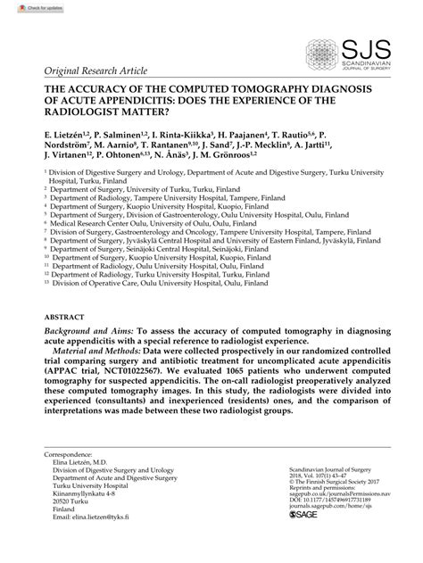 Pdf The Accuracy Of The Computed Tomography Diagnosis Of Acute Appendicitis Does The