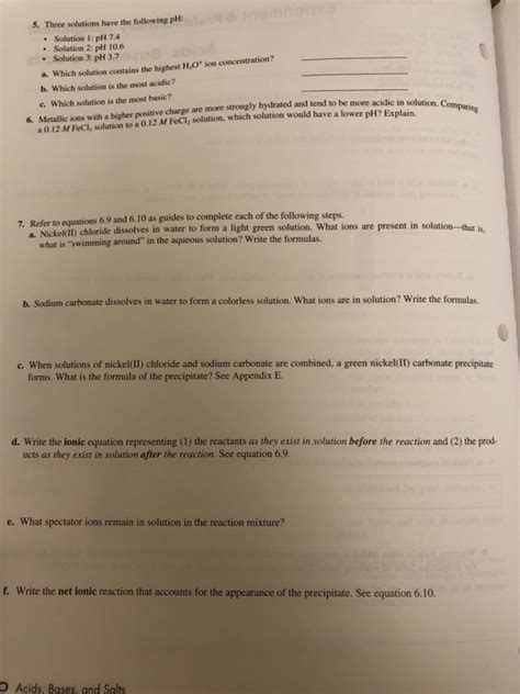 Solved Experiment 6 Prelaboratory Assignment Acids Bases