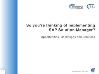 So Youre Thinking Of Implementing SAP Solution Manager PPT