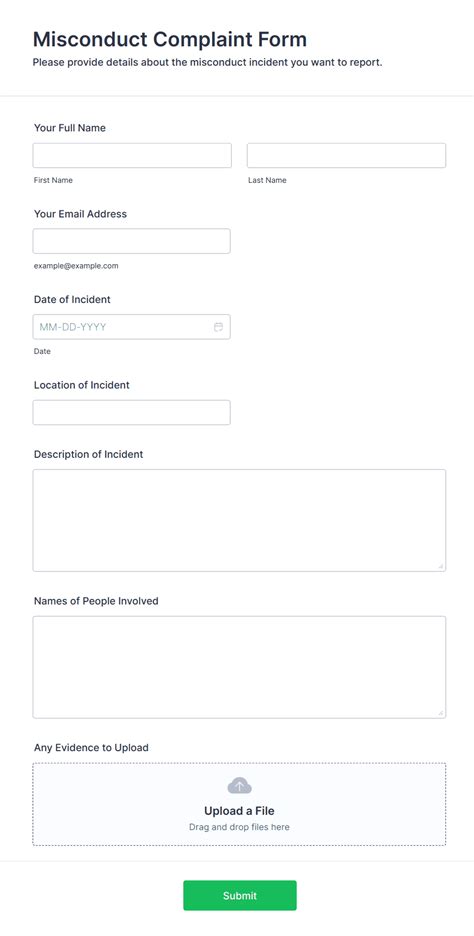 Misconduct Complaint Form Template Jotform