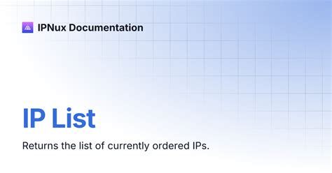 Ip List Ipnux Documentation