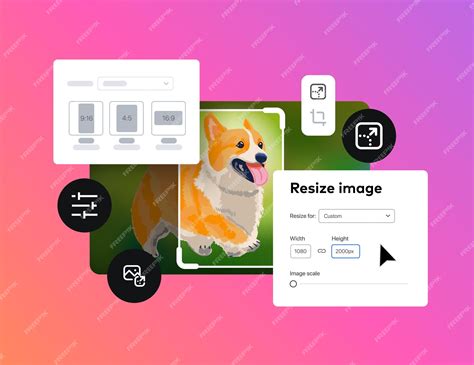 Premium Vector Image Resizing Tool Interface Resizer Instrument Different Image Resolutions
