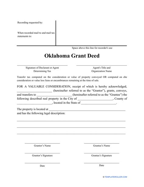 Oklahoma Grant Deed Form Fill Out Sign Online And Download Pdf