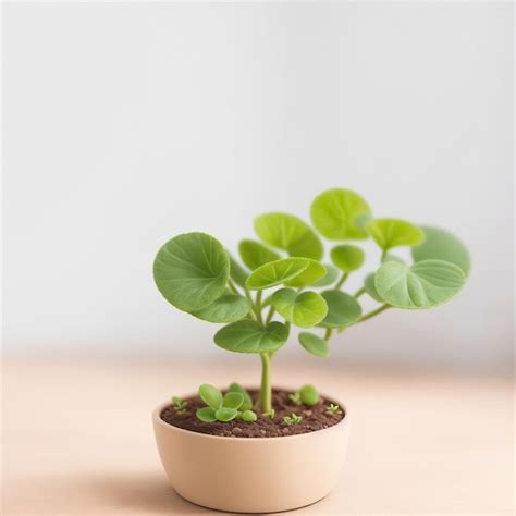 Premium Ai Image Cute Mini Pilea Plant In A Pot