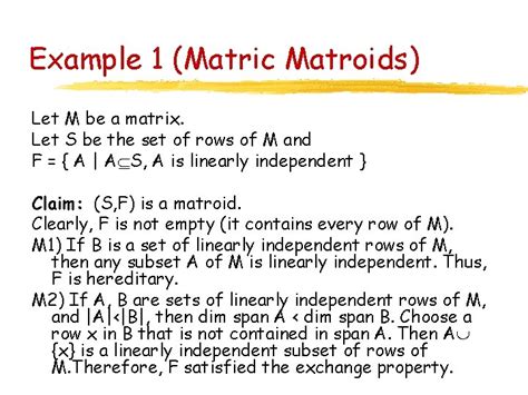 Greedy Algorithms For Matroids Andreas Klappenecker Matroid Let