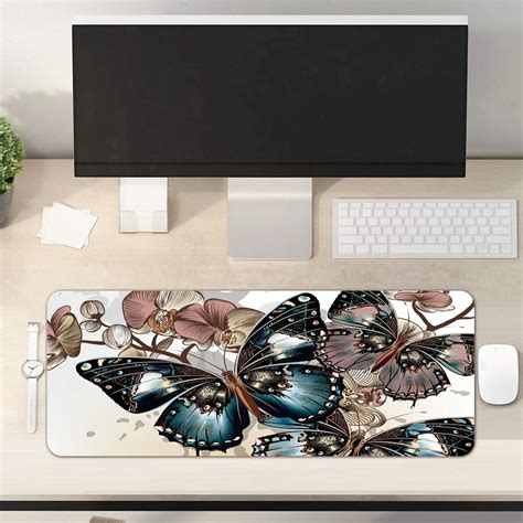 나비 패턴 게임용 마우스 패드 미끄럼 방지 대형 Pu 가죽 매트 방수 사무용 컴퓨터 책상 매트 게이머 액세서리 기가팩토리