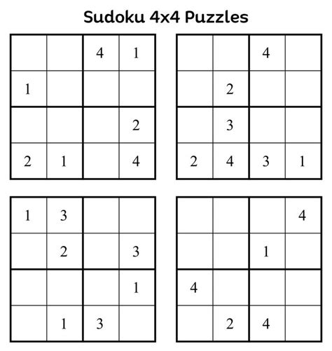 4x4 Sudoku Printable In 2024 Sudoku Printable Sudoku Math Printables